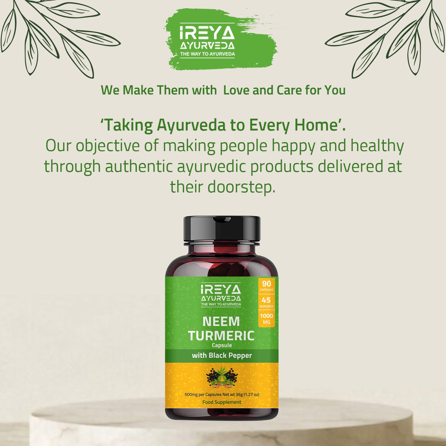 Neem Turmeric Capsules - Immunity Support Capsules - Herbal Supplement ...